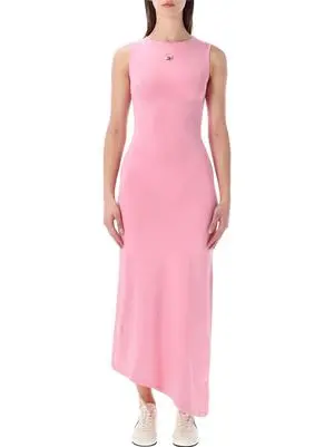 MARINE SERRE Asymmetrical Stretch Cotton Dress - Pink