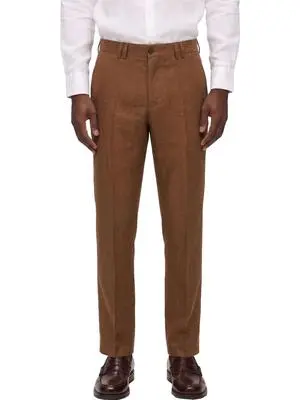 PT TORINO Virgin Wool And Linen Tailored Trousers - Cocoa