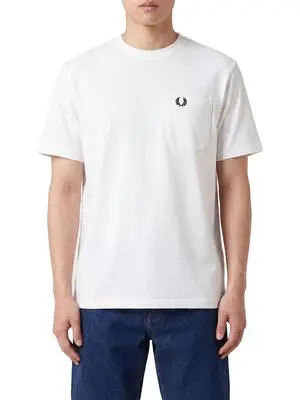 Fred Perry Cotton T-shirt With Patch Pocket And Embroidered Logo - White
