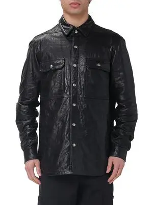 Rick Owens Crinkled Effect Leather Overshirt - Black