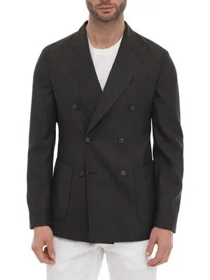 BOSS Double-breasted Blazer In Virgin Wool - Brown