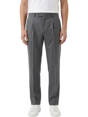 PT TORINO Virgin Wool And Cotton Tailored Trousers - Grey