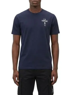 C.P. COMPANY Cotton T-shirt With Maxi Logo - Blue