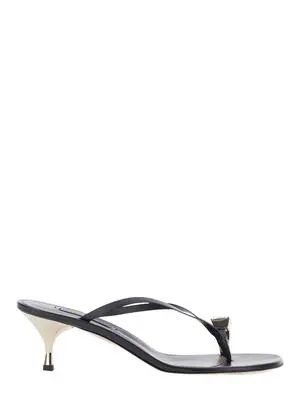 Casadei Embellished Calfskin Thong Sandals - Black