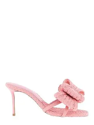 MACH&MACH Le Cadeau Braided Raffia Mules With Bow Detail - Pink
