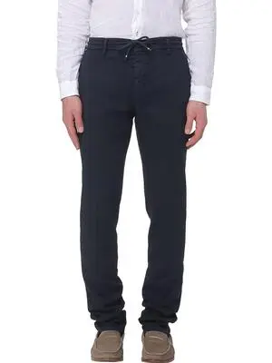 MASON'S Linen And Cotton Blend Drawstring Trousers - Blue
