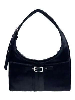 Gimaguas Nicole Pony-hair Leather Shoulder Bag With Buckle And Adjustable Handle - Black
