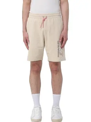 EA7 Cotton Jogging Shorts With Logo Detail - Beige