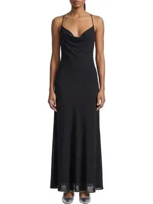 Pinko Long Dress With Embellishments - Black