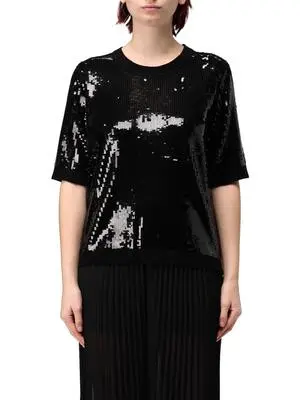 TWINSET Sequined Short Sleeve Top - Black