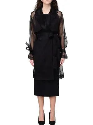 Pinko Organza Trench Coat With Belt - Black