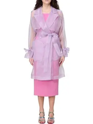 Pinko Organza Trench Coat With Belt - Violet