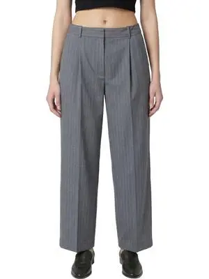 ANINE BING Pinstriped Wool Slim Fit Trousers - Grey