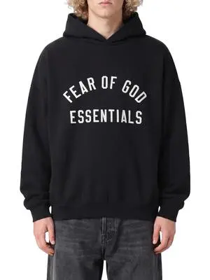 Fear Of God Cotton Blend Hoodie With Contrast Logo - Black