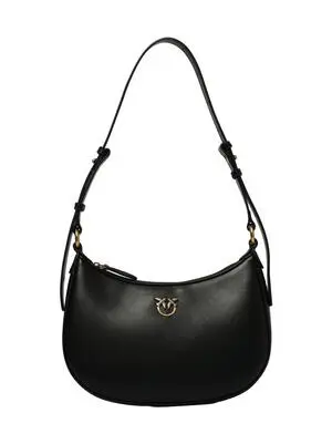 Pinko Love Bag Half Moon Simply Smooth Calf Leather Shoulder Bag - Black