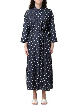 Max Mara Polka Dot Twill Midi Dress - Blue