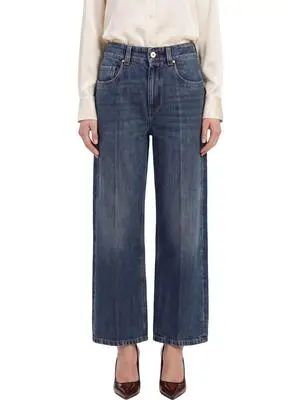 Brunello Cucinelli Cotton Wide-leg Cropped Jeans - Denim