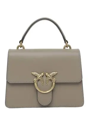 Pinko Pinko Mini Love Bag Monogram Calf Leather Handbag With Logo Grey
