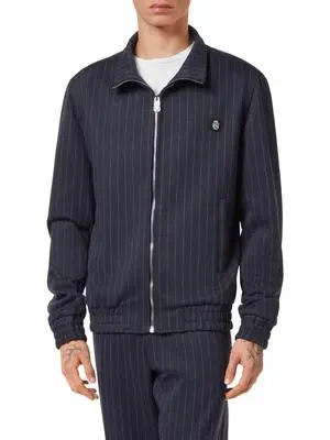 BILLIONAIRE Pinstriped Viscose And Polyester Bomber Jacket - Navy