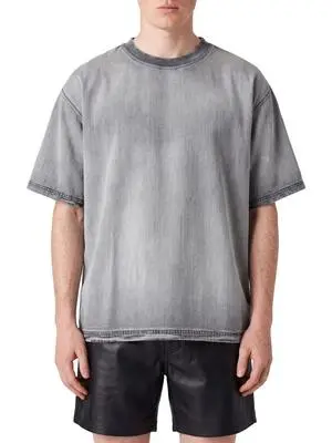 DIESEL® Relaxed Fit Lyocell T-shirt With Abstract Print And Crew Neck - Grey