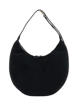 LIFFNER Moon Suede Calfskin Hobo Bag With Double Zip Closure - Black