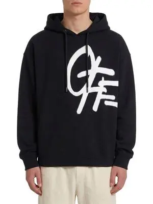 Off-White Cotton Hoodie With Logo Detail - Black