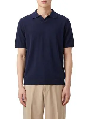 KANGRA Short-sleeved Polo Shirt Knitted In Silk And Cashmere - Blue