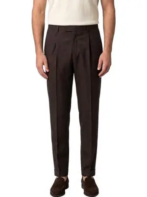 PT TORINO Stretch Virgin Wool Tailored Trousers - Brown