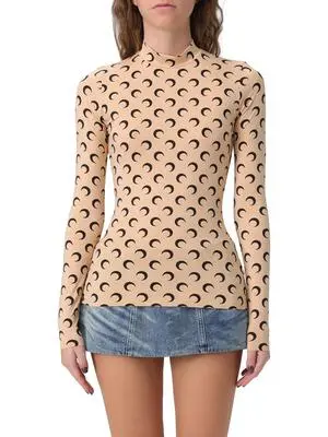 MARINE SERRE Marine Serre Crescent Moon Print Mock Neck Top Black 1