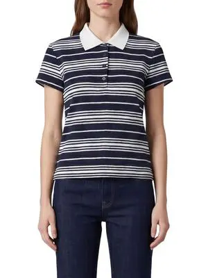 FRAME Striped Polo Shirt With Contrast Collar - Multicolor