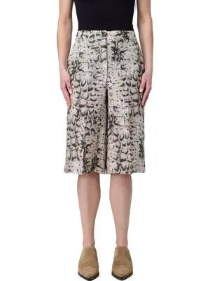 Pinko Culotte Shorts With Animal Print - Beige
