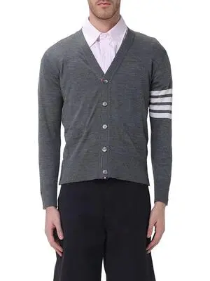 Thom Browne Cardigan With Four-bar Detail - Grey
