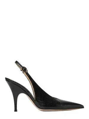 GIANVITO ROSSI Python Print Slingbacks - Black