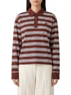RAG&BONE Long-sleeved Striped Cotton Polo Shirt With Embroidered Logo - Multicolor