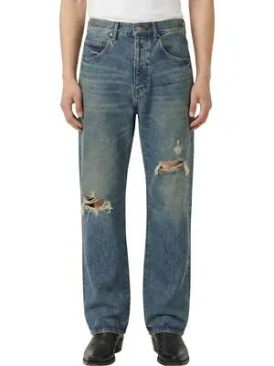 PURPLE BRAND Distressed Denim Straight Jeans - Blue