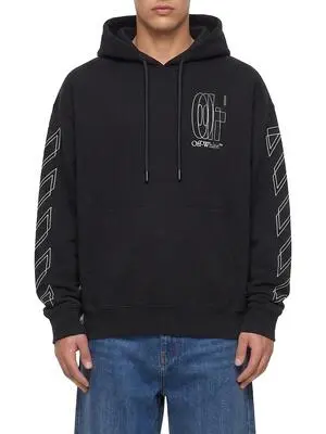 Off-White Cotton Sweatshirt With Arrow Logo - Black