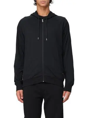 Paul Smith Zip-up Hoodie With Signature Stripe Detail - Black