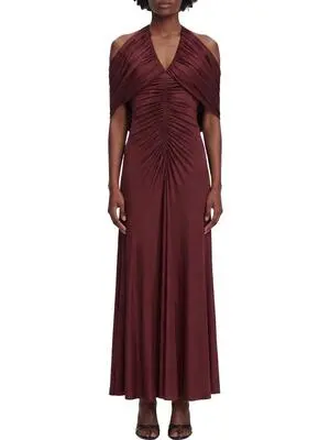 SELF-PORTRAIT Jersey Long Dress - Brown