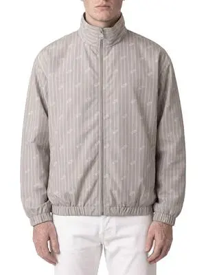 Gcds Technical Fabric Windbreaker With Logo And Stripes - Beige