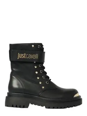Just Cavalli Lace-up Buckled Combat Boots - Black