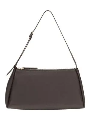 Calvin Klein Aurelis Natural Grain Leather Shoulder Bag Brown