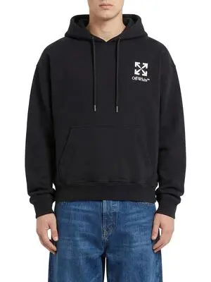 Off-White Cotton Hoodie With Logo Detail - Black