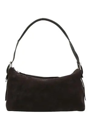 LEMAIRE Rectangular Shoulder Bag In Suede Calfskin With Adjustable Handle Ebony