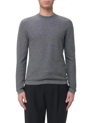 Emporio Armani Virgin Wool Textured Crew Neck Pullover - Grey