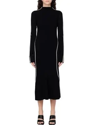 Sportmax Midi Dress With Contrasting Trim - Black