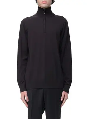 PAOLO PECORA Quarter Zip Fine Knit Pullover - Brown