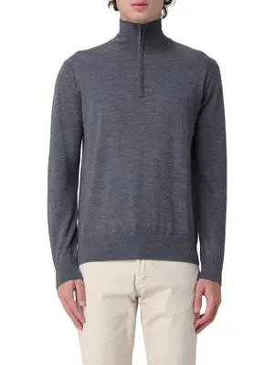 PAOLO PECORA Quarter Zip Fine Knit Pullover - Grey