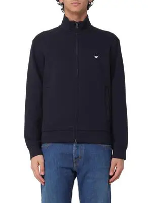 Emporio Armani Cotton Blend Zip-up Sweatshirt - Blue