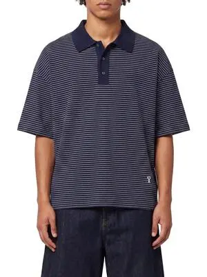 AMI Paris Relaxed Fit Polo Shirt In Cotton With A Classic Collar - Striped