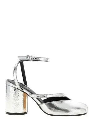 MAISON MARGIELA Cracked Laminated Leather Pumps - Silver